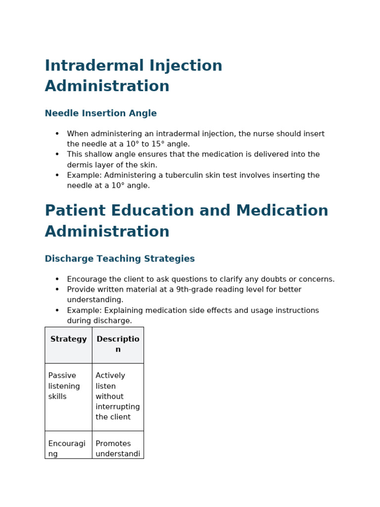 Intradermal Injection Administration | PDF | Chemistry | Dose ...