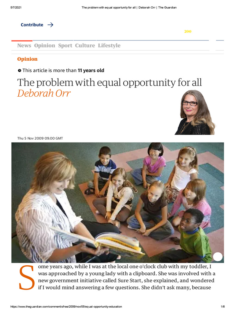 The Problem With Equal Opportunity For All - Deborah Orr - The Guardian ...