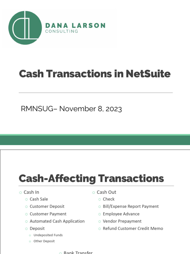 Understanding Cash Transactions in NetSuite | PDF | Debits And Credits ...