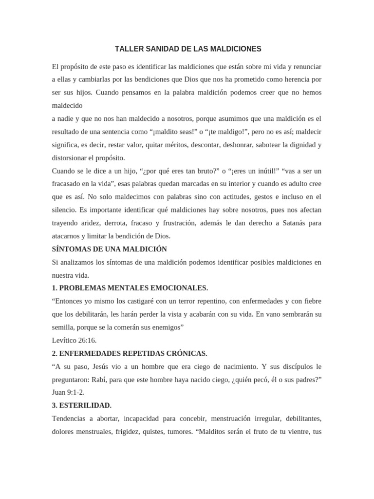 Sanidad de Maldiciones Generacionales | PDF | Pecado | Maldición