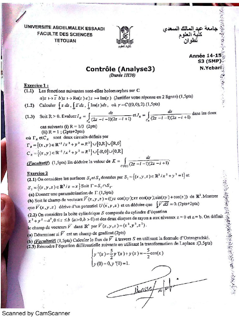 Examen5 Analyse 3 PDF | PDF