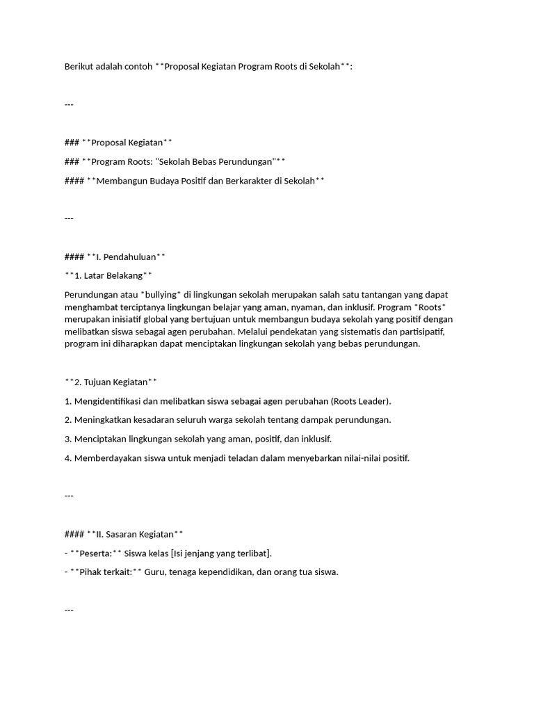 Proposal Kegiatan Program Roots Di Sekolah | PDF | Karier & Perkembangan | Bisnis