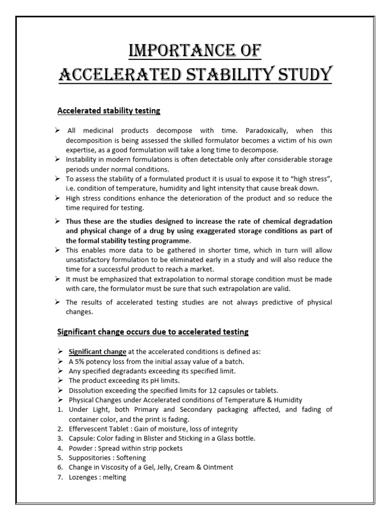 Imp of Accelerated Stability Studies | PDF | Pharmaceutical Formulation ...