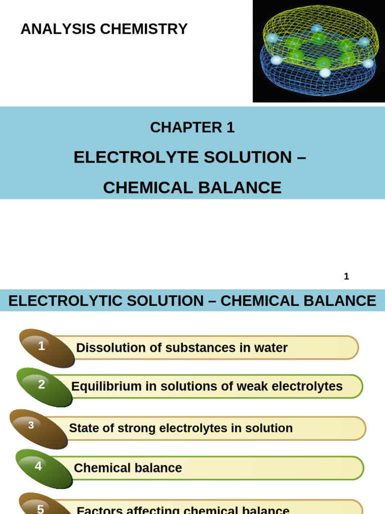 CHAPTER 1-Electrolytic Solution - Chemical Balance | PDF | Dissociation (Chemistry) | Electrolyte