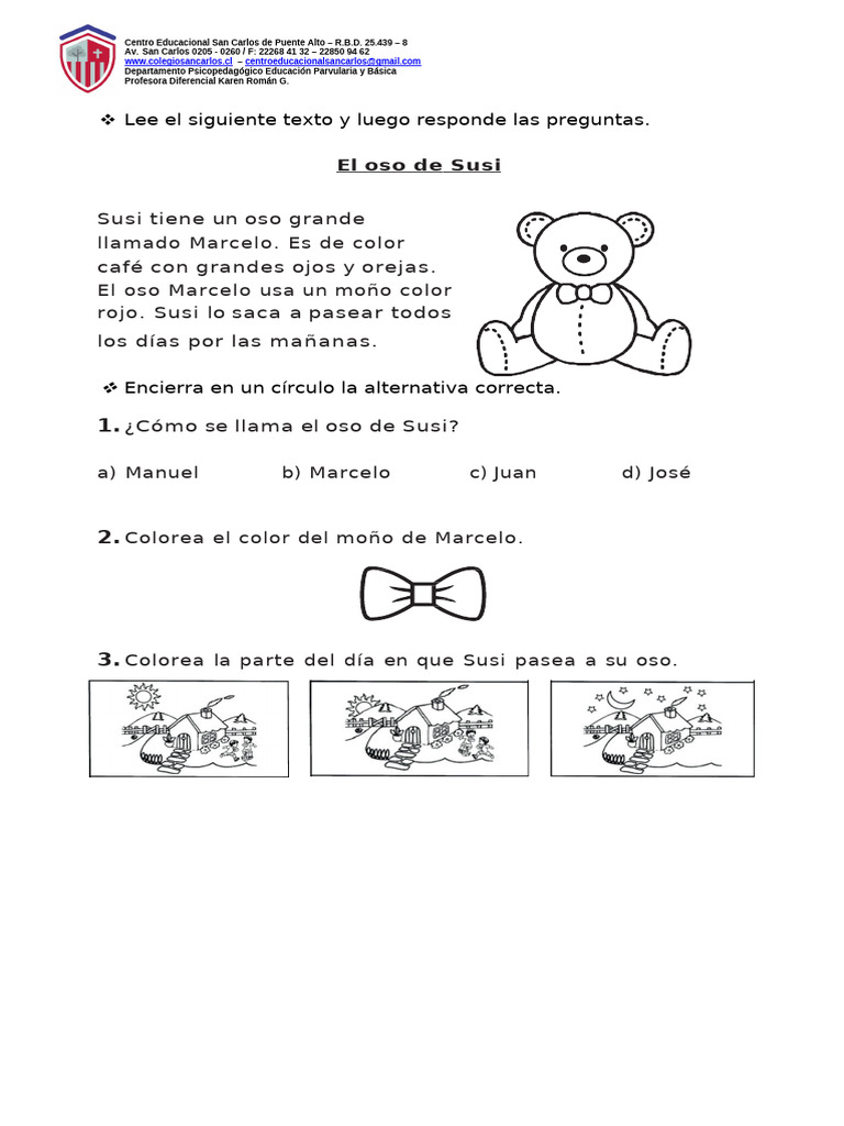 Actividades De Lectura Y Comprensión Infantil Pdf