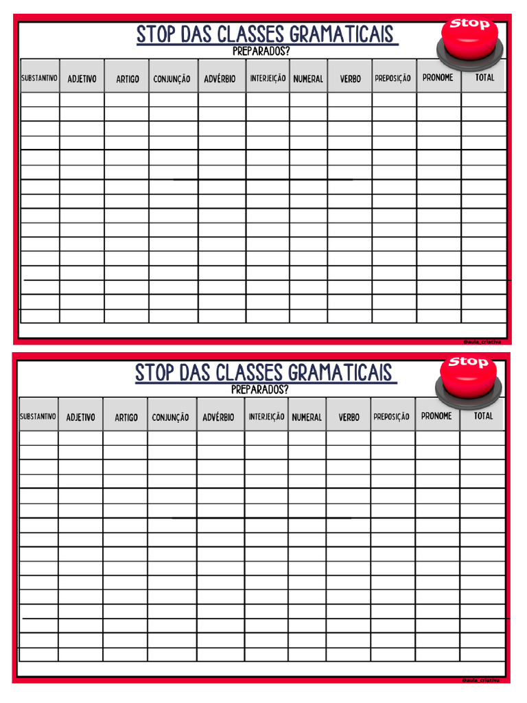 Stop Classes Gramaticais | PDF