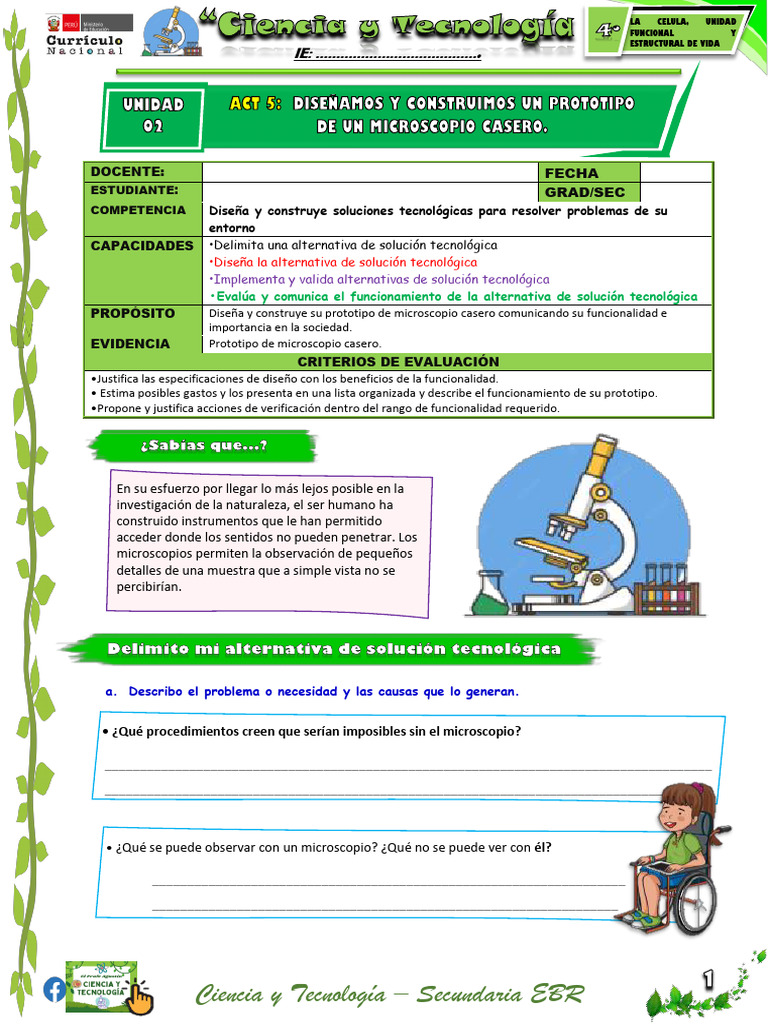 D-4º Act 4 Cyt Und 2 - Sem 4 | PDF | Microscopio | Óptica
