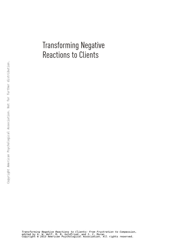 Transforming Negative Reactions | PDF | Psychotherapy | Psychoanalysis