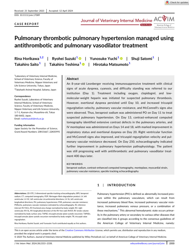 Veterinary Pulmonary Hypertension Case | PDF | Blood Pressure ...