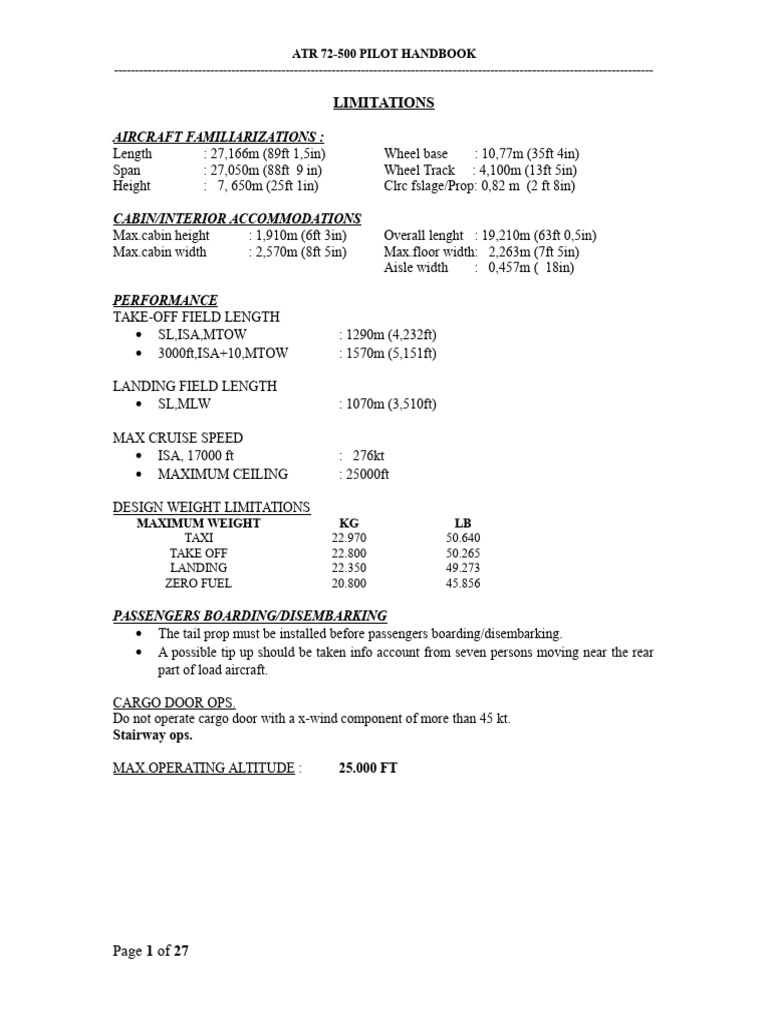 Atr 72 500 Pilot Handbook Compress | PDF | Flap (Aeronautics) | Pump