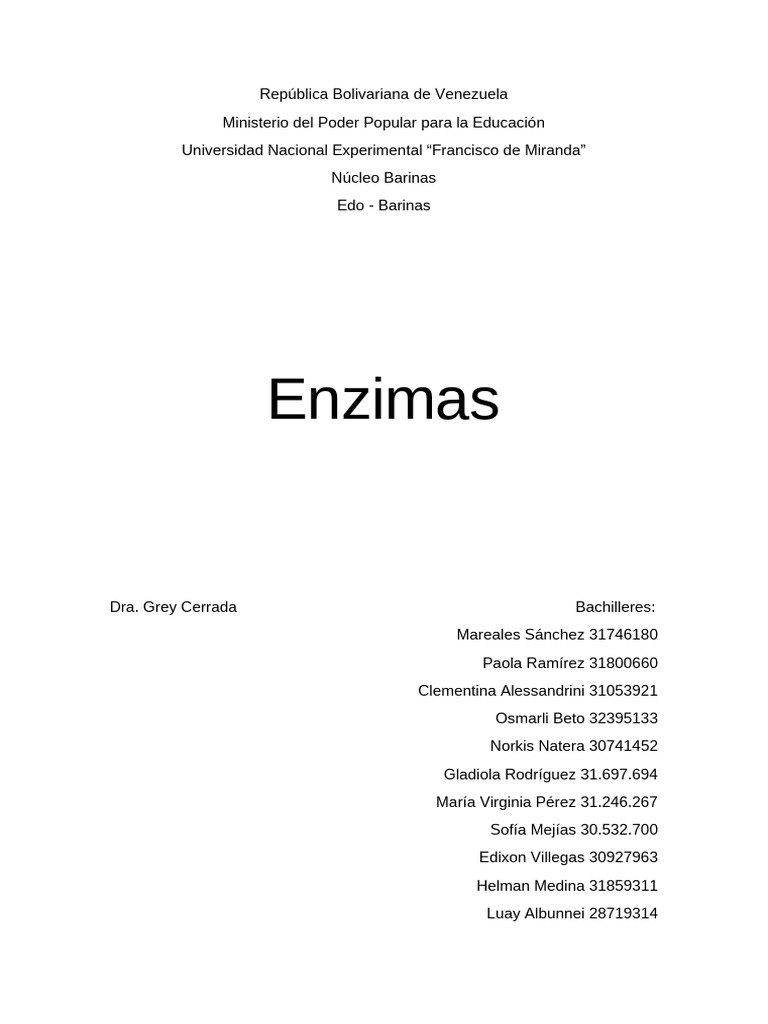 ENZIMAS | PDF | Enzima | Sustrato (Química)