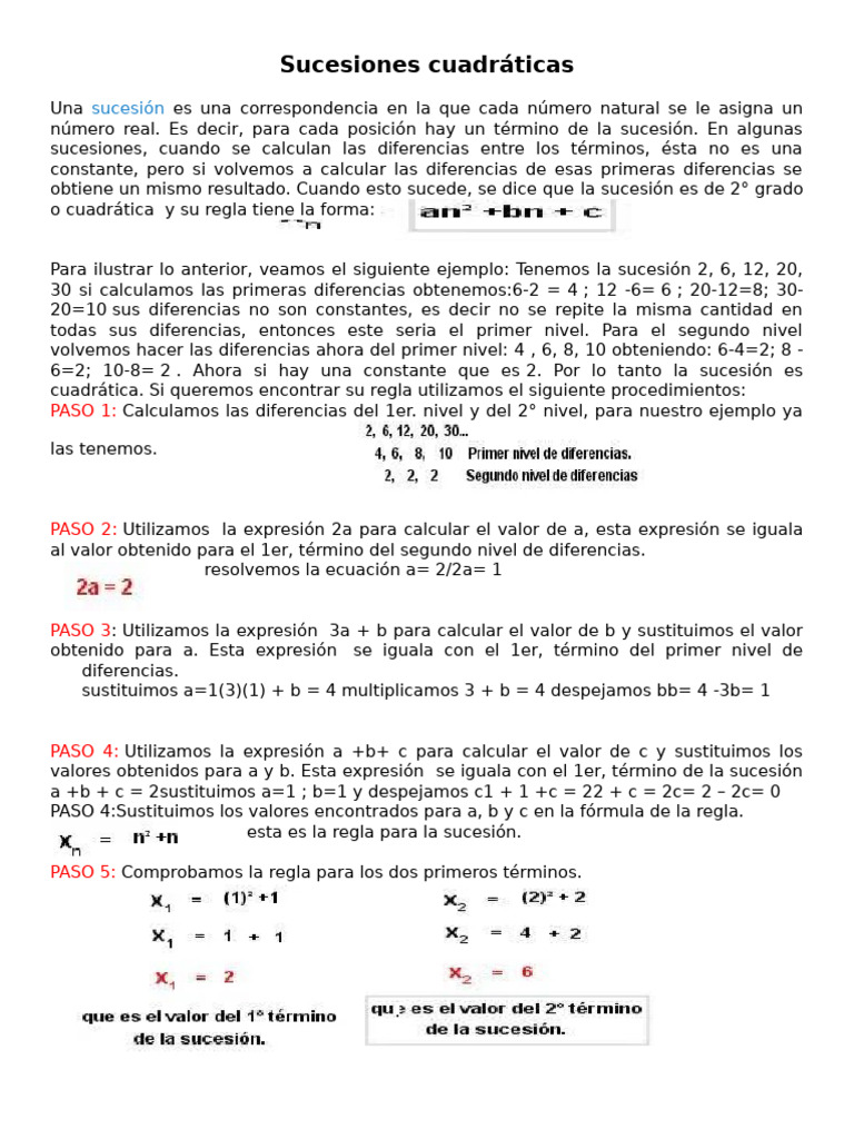 Sucesiones Cuadráticas | PDF | Matemáticas | Objetos matemáticos