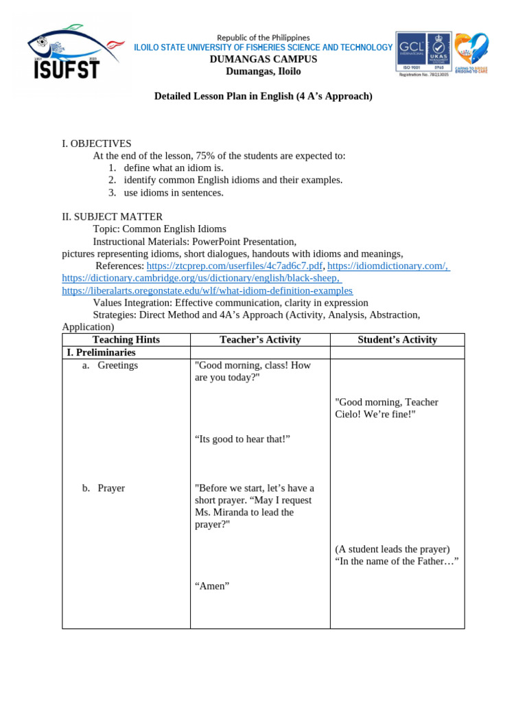 4as Detailed Lesson Plan Rivera Cielo | PDF