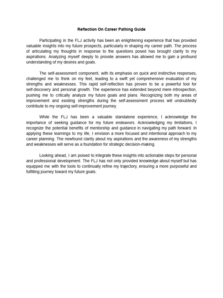 Reflection On Career Pathing Guide | PDF | Career & Growth | Self ...
