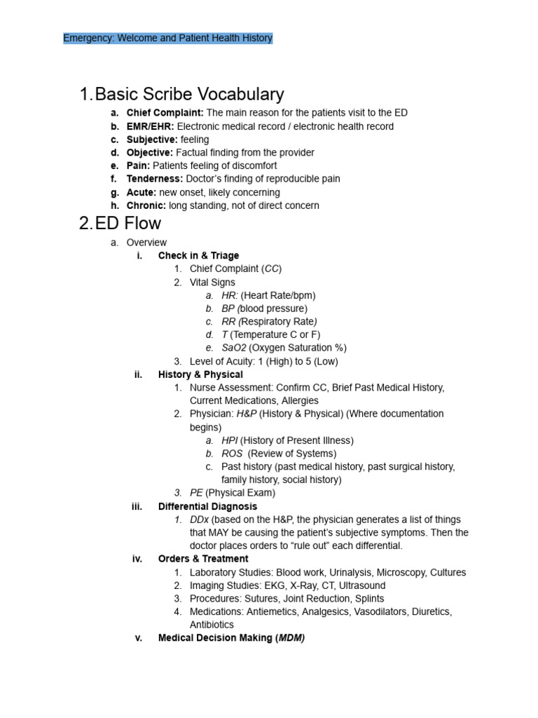 Emergency Department Scribe Notes | PDF | Stroke | Ischemia