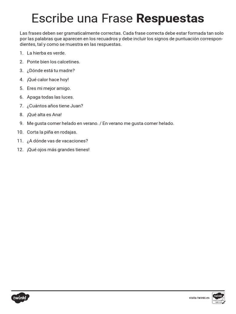 Respuestas Escribe Una Frase | PDF