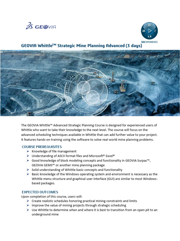 Geovia Whittle Outline Advanced July2024 | PDF | Mining | Mathematical ...