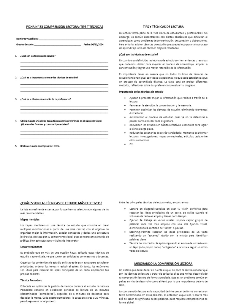 Ficha #33 2024 | PDF | Habilidades de estudio | Economias