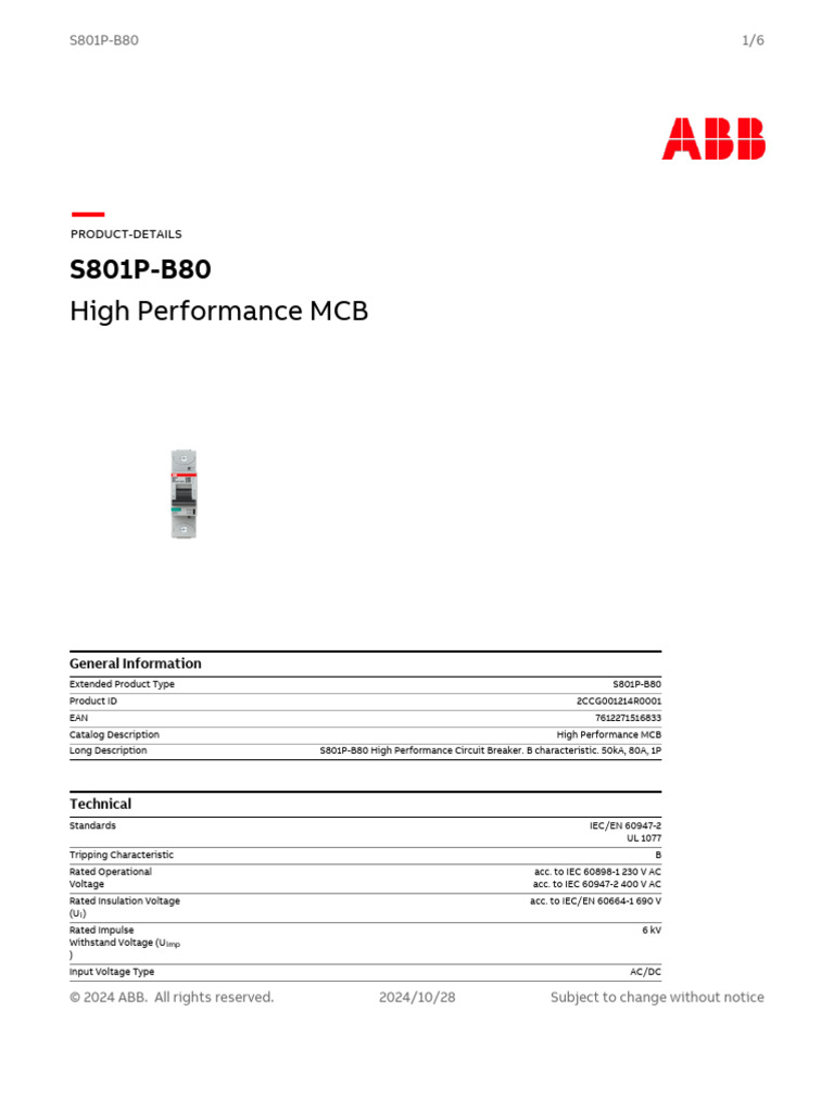 S801P-B80 Datasheet | PDF | Electrical Equipment | Electronics