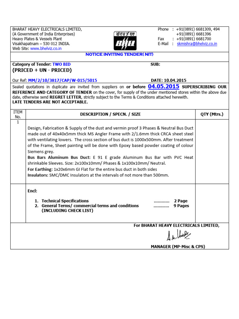 5015 - 2000a TPN Aluminum Bus Duct 1428669612 | PDF | Auction | Duct (Flow)