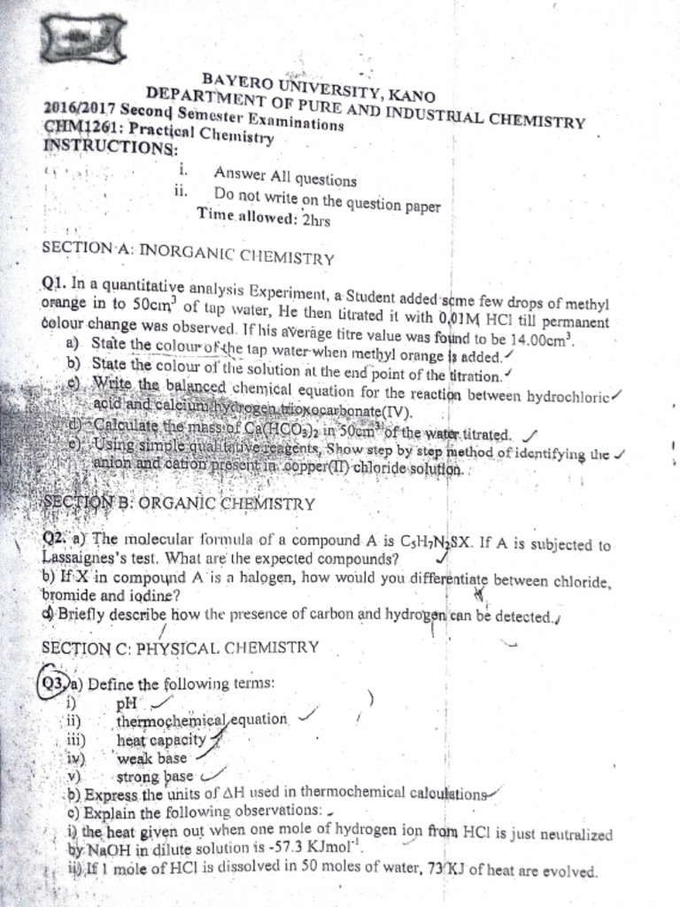 Chem 1261 Practical | PDF