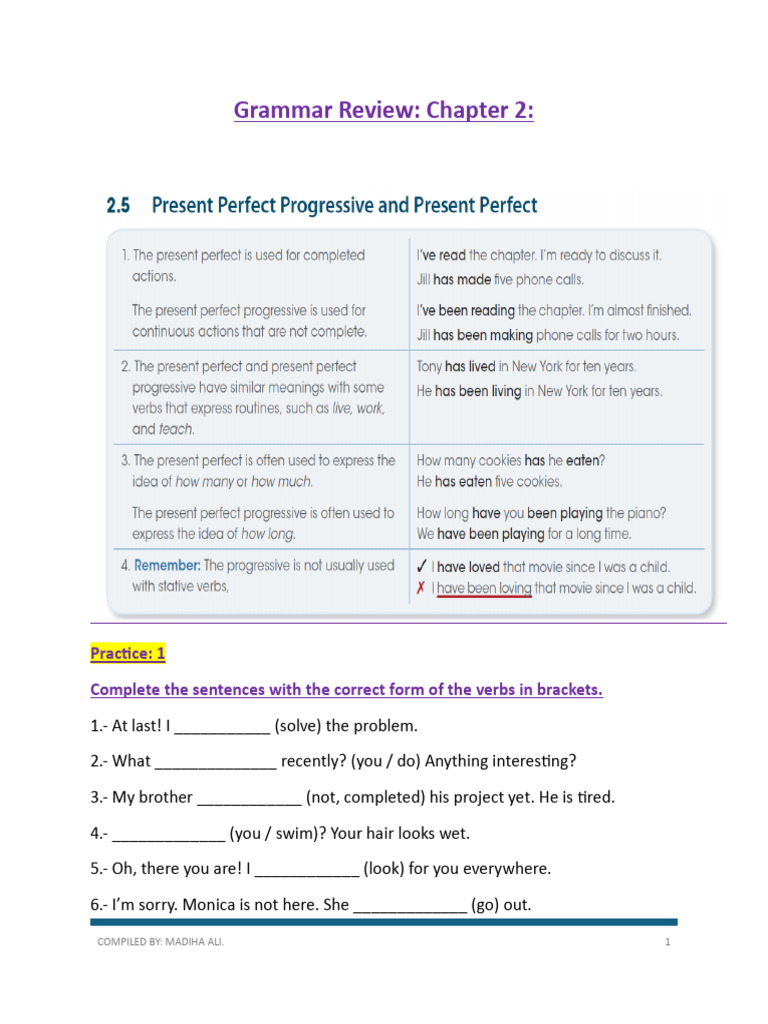Grammar Review Chapter 2 | PDF
