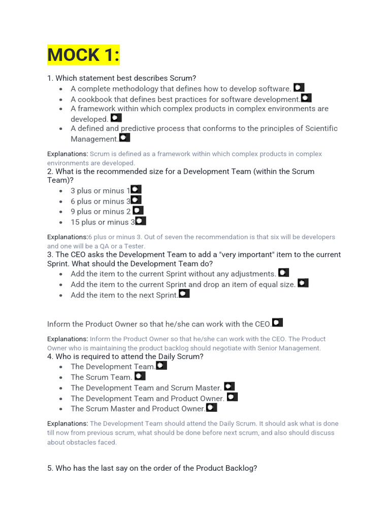 Mock Test 1 | PDF | Scrum (Software Development) | Systems Architecture