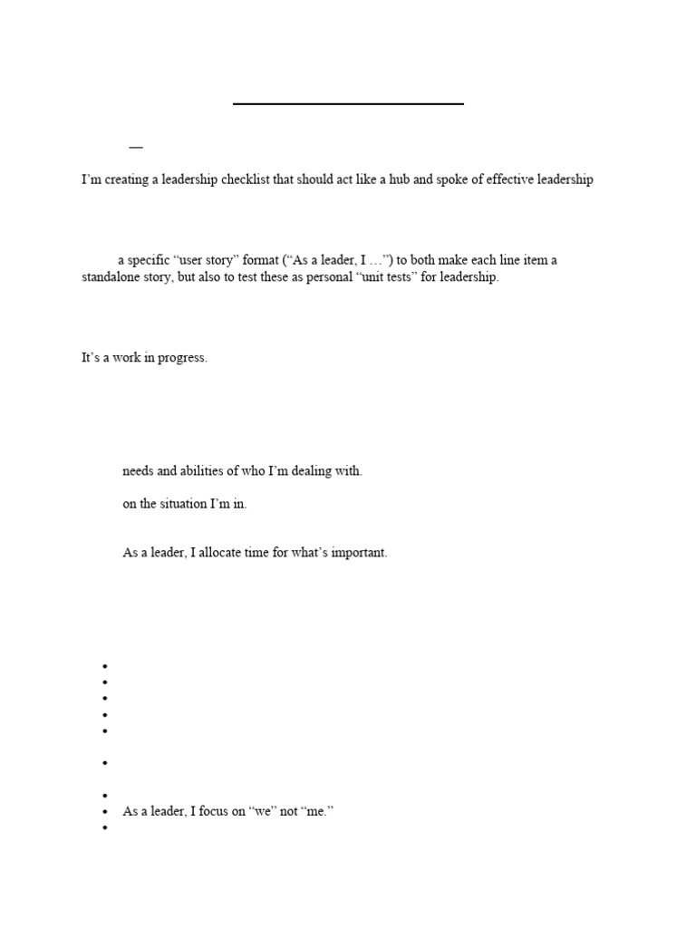 LEADERSHIP CHECKLIST | PDF | Leadership | Goal