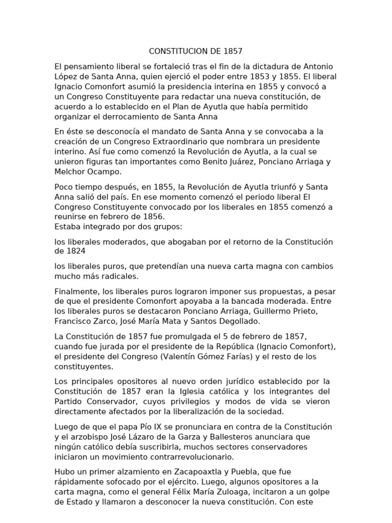 Constitución de 1857: Contexto y Contenido | PDF | México