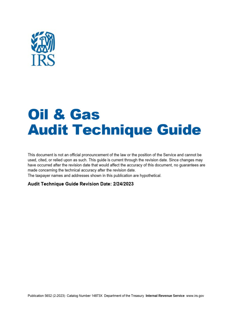 Oil & Gas Audit Technique Guide | PDF | Taxes | Tax Deduction
