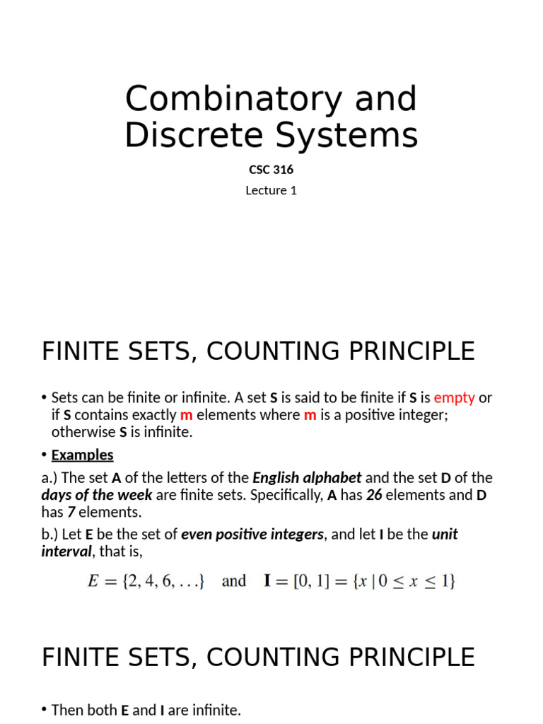 CSC 316 Lecture 1 | PDF | Set (Mathematics) | Numbers