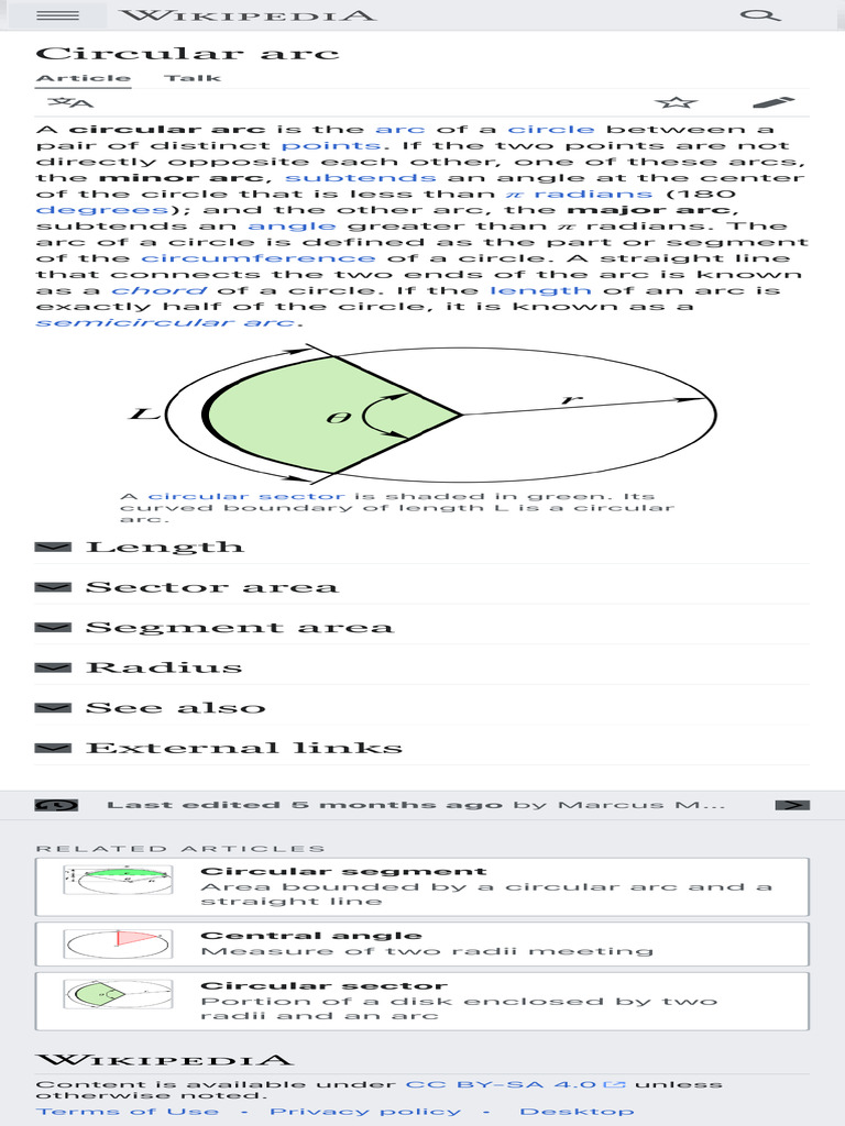 Circular Arc - Wikipedia | PDF | Science & Mathematics
