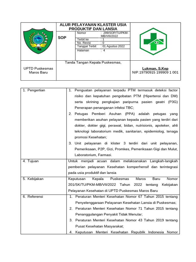 Sop - Cluster 3 | PDF | Pengembangan Diri | Kesehatan Holistik
