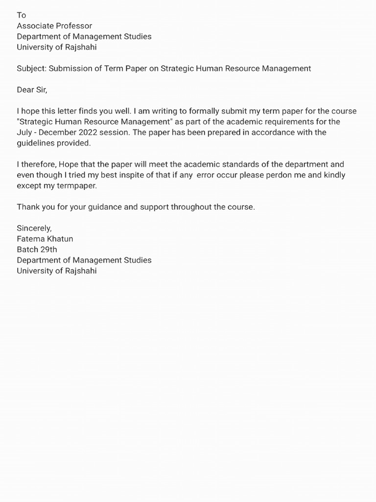 SHRM Letter of Submission | PDF