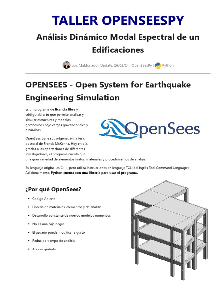 Taller OpenSeesPy | PDF | Mecánica | Ingeniería mecánica