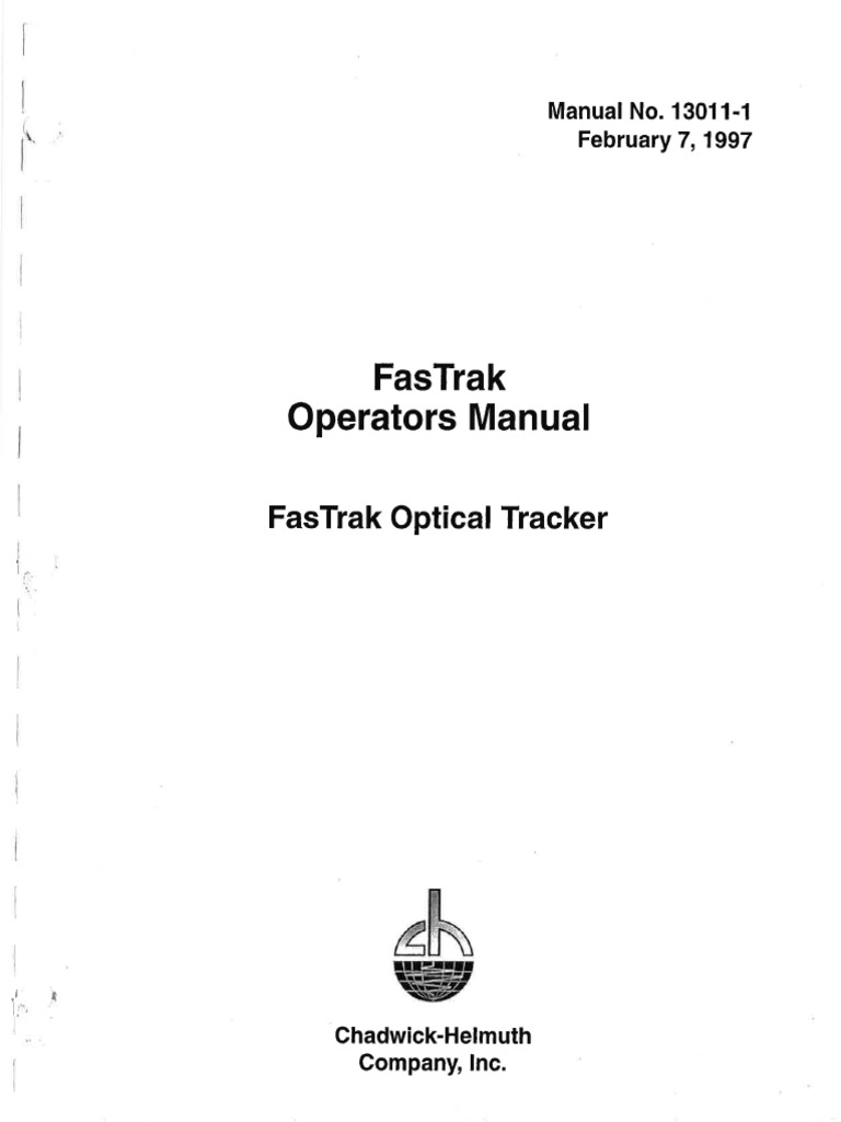 FasTrak Operators Manual FasTrak Optiocal Tracker | PDF