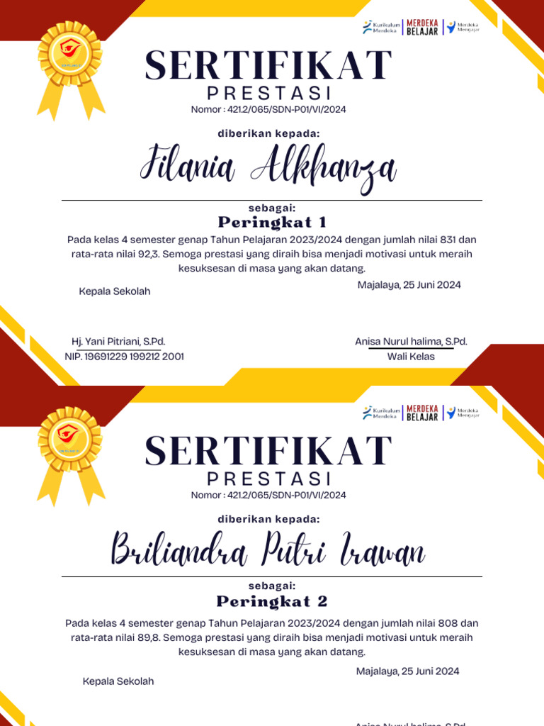 Sertifikat Prestasi | PDF