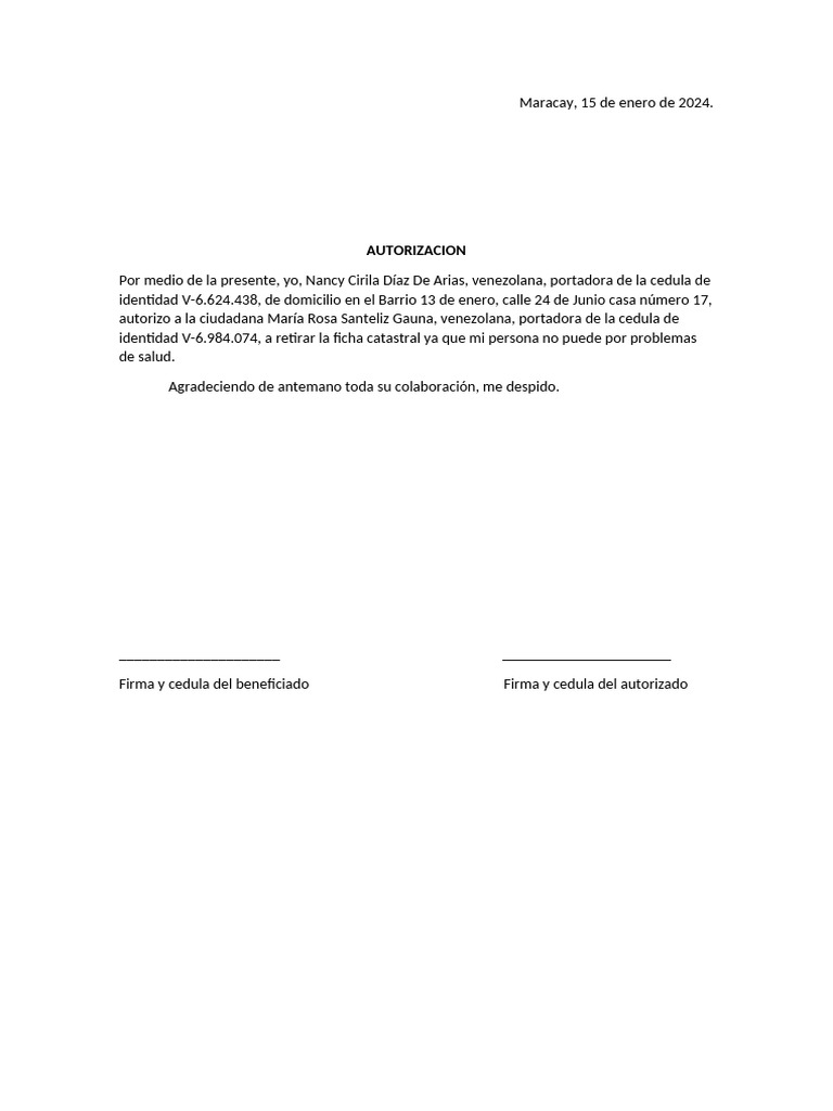 Carta de Autorizacion Retiro Ficha Catastral | PDF Carta de Autorizacion Retiro Ficha Catastral | PDF
