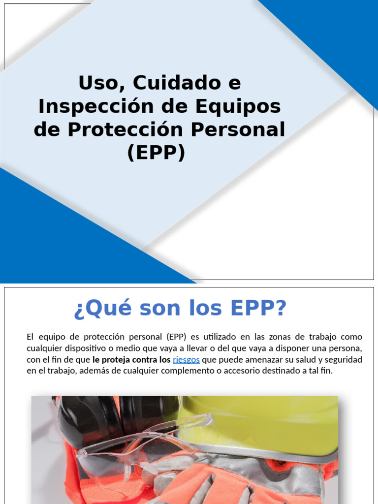 Guía de Uso y Cuidado de EPP | PDF | Equipo de protección personal | Guante