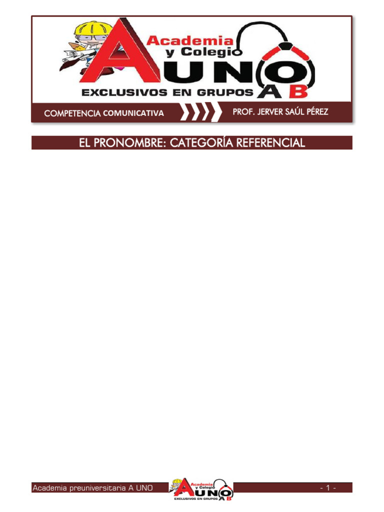 Pronombre A Uno - 1 | PDF | Verbo | Adjetivo