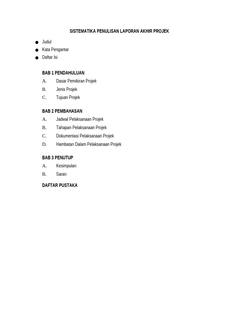 Sistematika Penulisan Laporan Akhir Projek | PDF