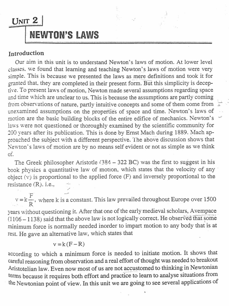M2 1ST Sem Core Physics Newton's Laws University Textbook 1 | PDF