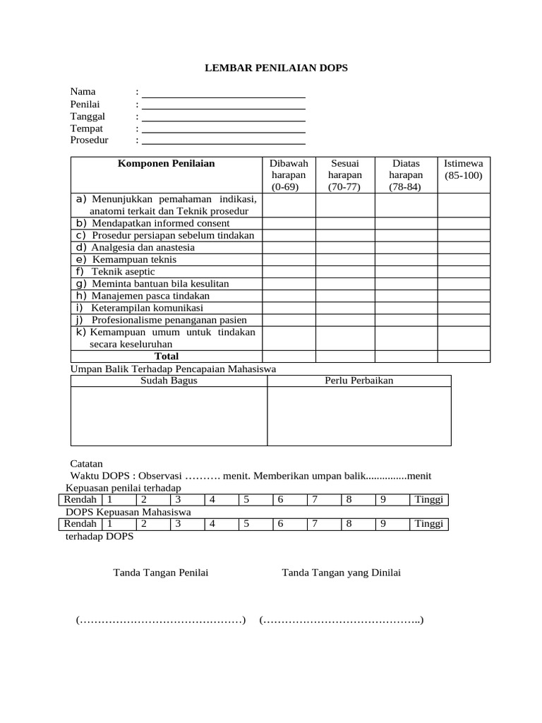 Lembar Penilaian Dops | PDF | Teknologi & Rekayasa