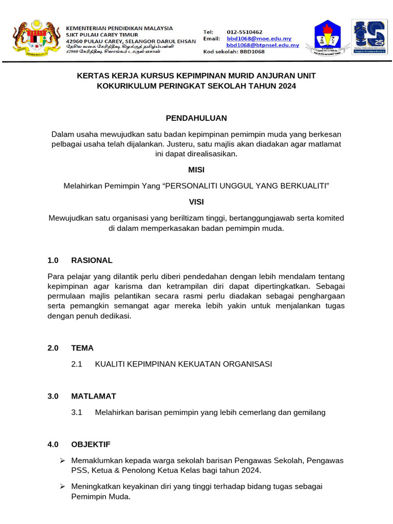 Kertas Kerja Kursus Kepimpinan | PDF