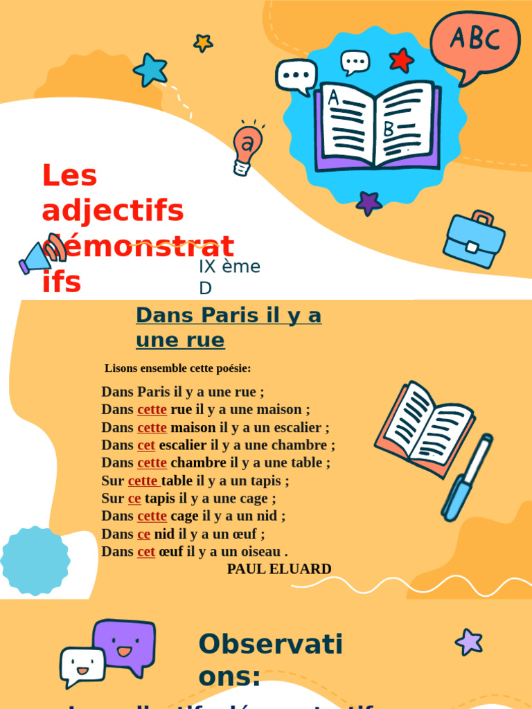 Les Adjectifs Demonstratifs | PDF