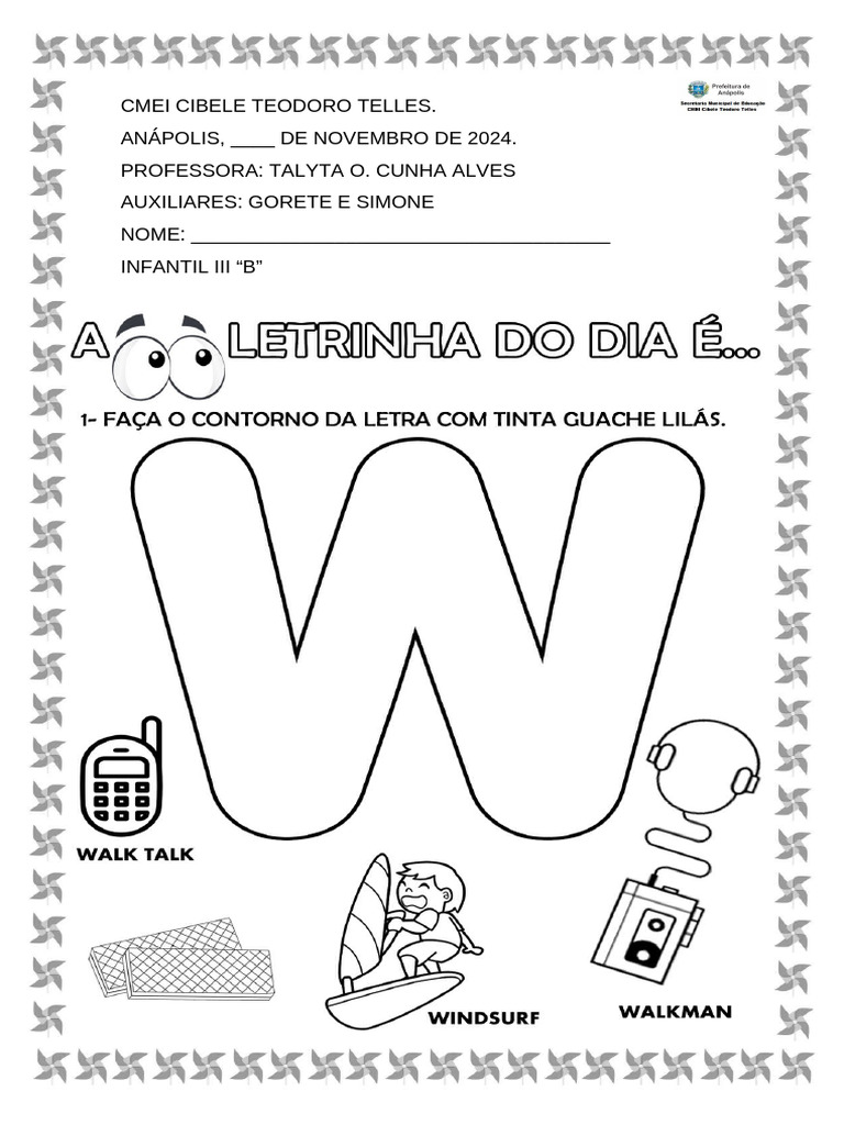 Atividades Letras W, X, y e Z | PDF
