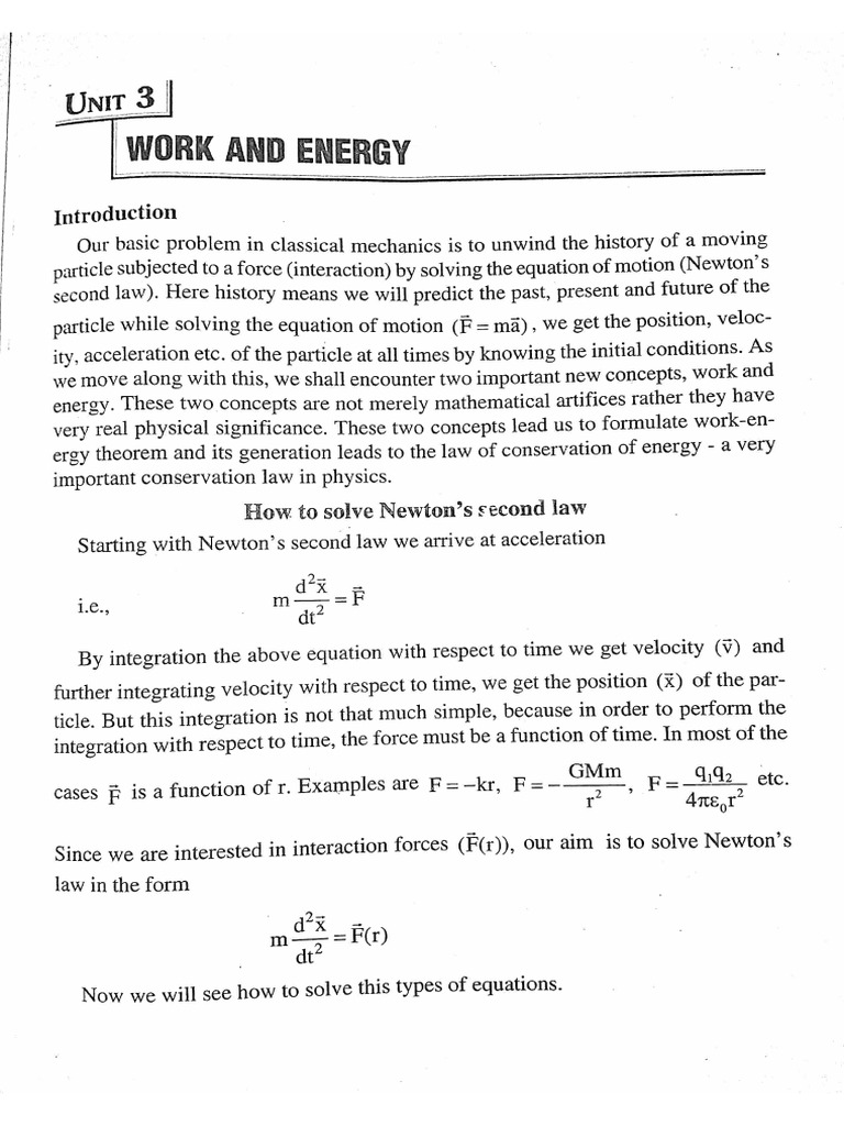 M3 - 1ST Sem Core Physics - Work and Energy | PDF
