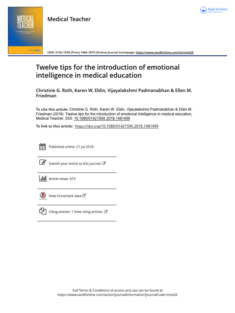 Twelve Tips For The Introduction of Emotional Intelligence in Medical ...