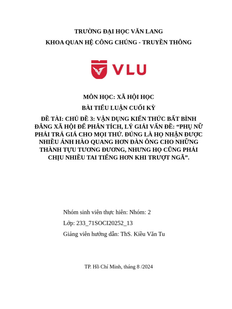 Tieu Luan XHH Cuoi Ky | PDF