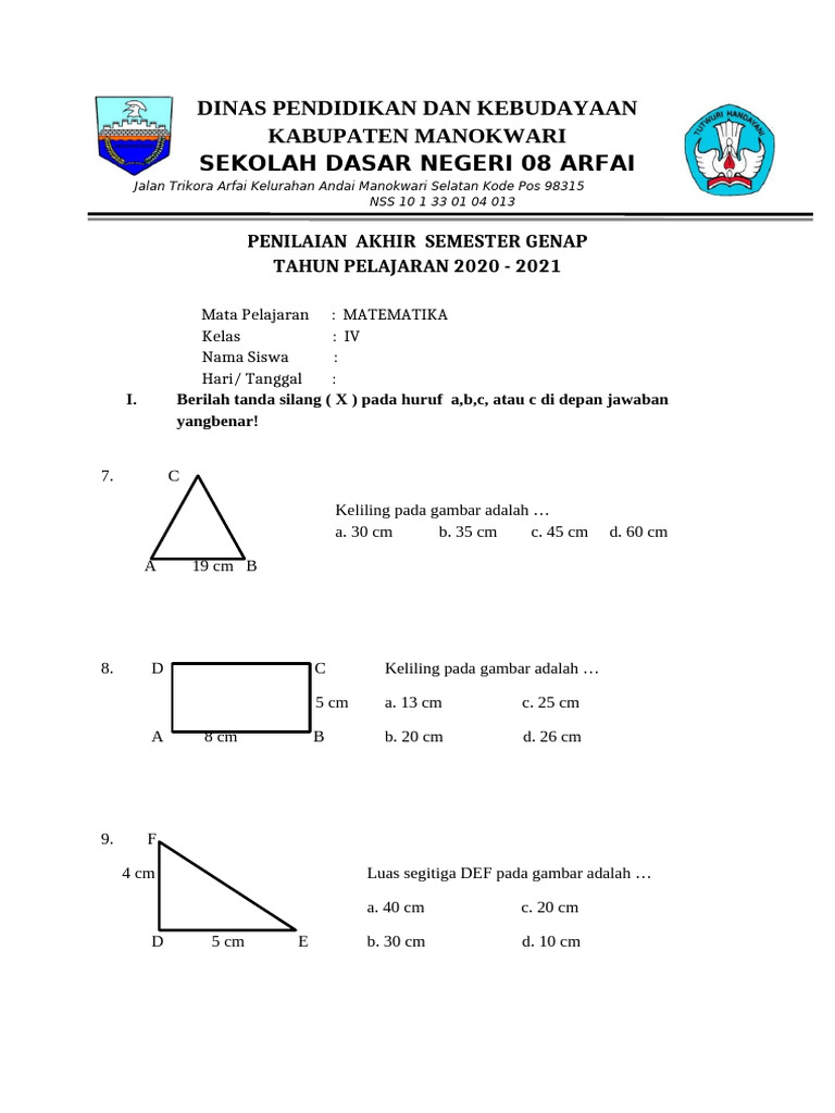 Soal Matematika Kels 4 | PDF